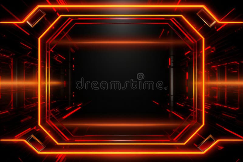 Futuristic Background with Neon Lights and a Square Frame Stock ...