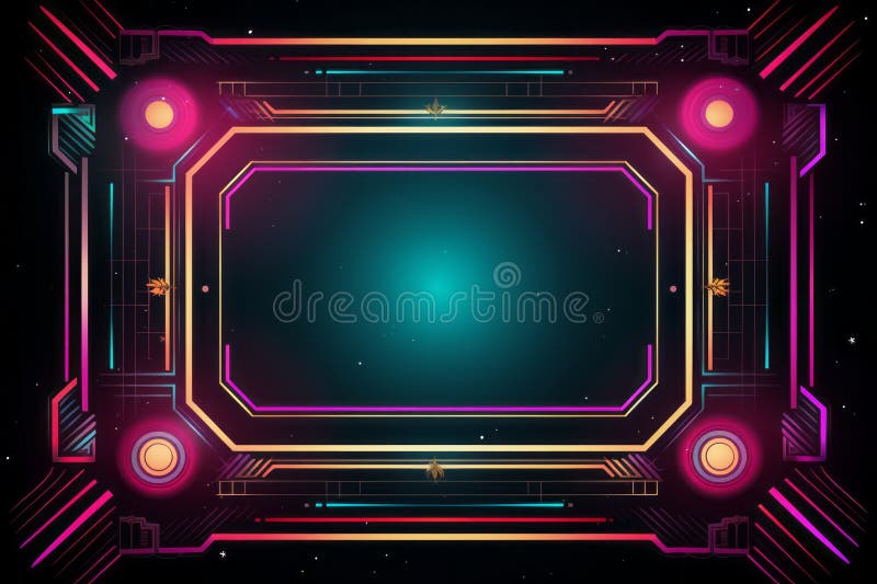 Futuristic Background with Neon Lights and a Square Frame Stock ...