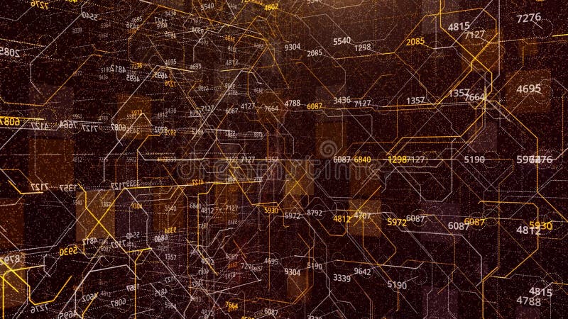 Data Moving within Computer Circuitry with Many Changing Numbers, Seamless Loop. Animation ...