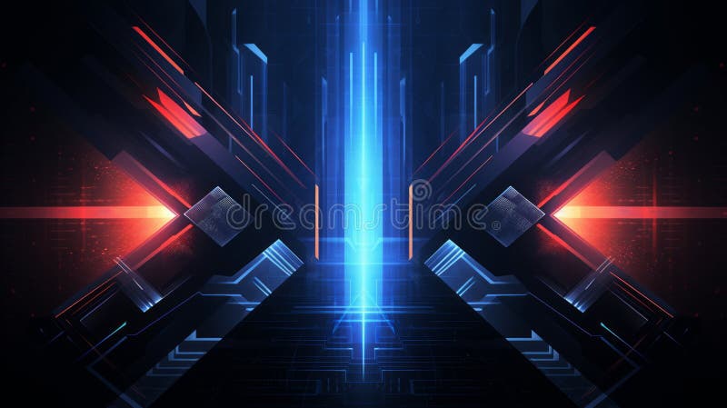 Futuristic Background with Red and Blue Lights Stock Illustration ...
