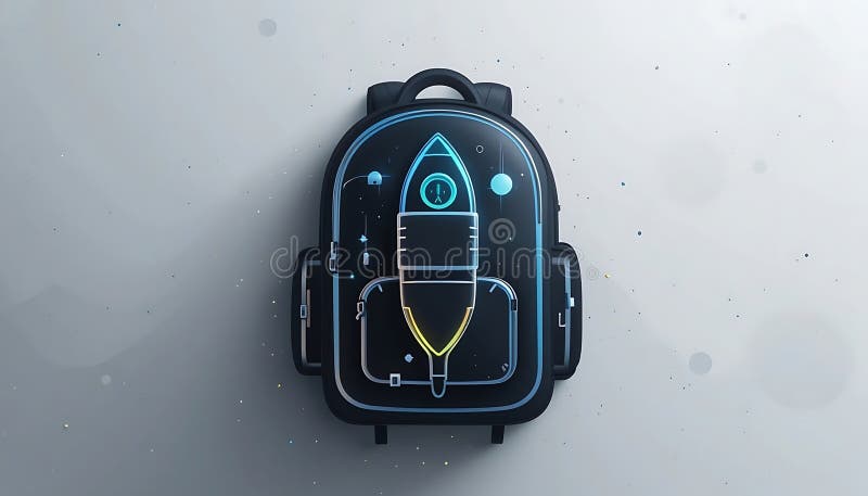 Futuristic Backpack Design with Rocket Ship Graphic Stock Illustration ...