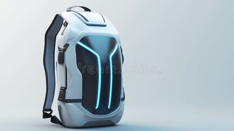Futuristic Backpack Featuring a Sleek, White Design with a Glossy ...