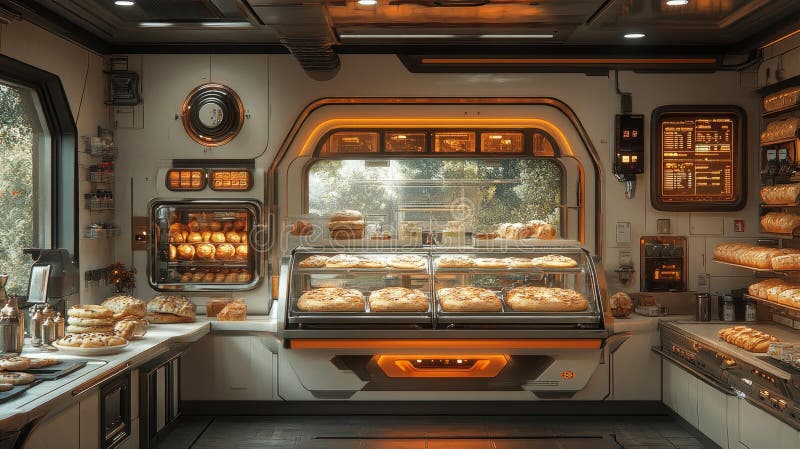Futuristic Bakery Interior Design Generative AI Stock Illustration ...