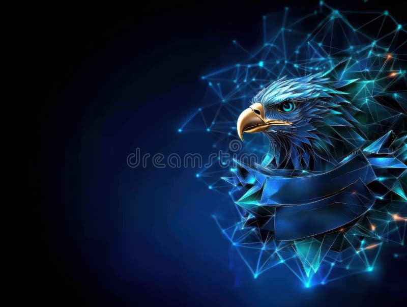 Futuristic Bald Eagle with Digital Polygonal Design Stock Illustration ...