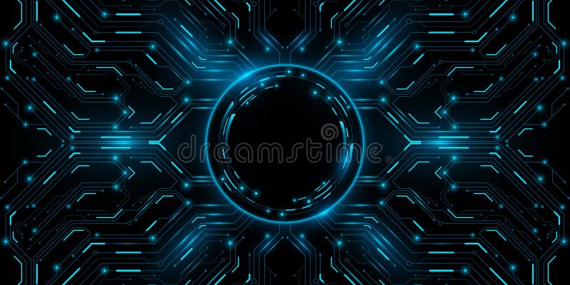 Futuristic Banner with Glowing Circuit Board. Hi-tech CPU Panel with ...