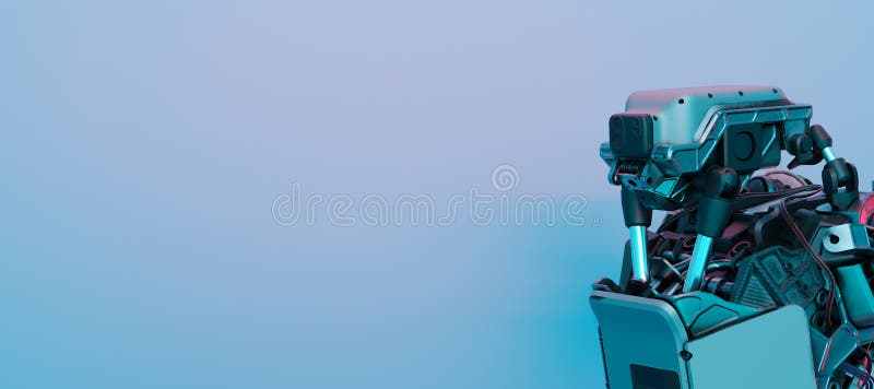Futuristic Banner with Robot and Copy Space for Your Text. Artificial ...