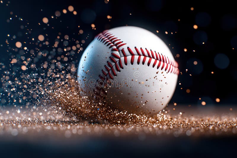 Futuristic Baseball with Analytics HUD Details on Black Background for ...