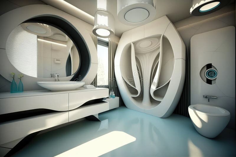 Futuristic Bathroom with Futuristic Fixtures and Sleek Design Stock ... Futuristic Bathroom with Futuristic Fixtures and Sleek Design Stock ...