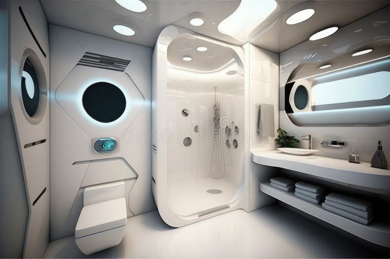 Futuristic Bathroom with Futuristic Fixtures and Sleek Design Stock ... Futuristic Bathroom with Futuristic Fixtures and Sleek Design Stock ...