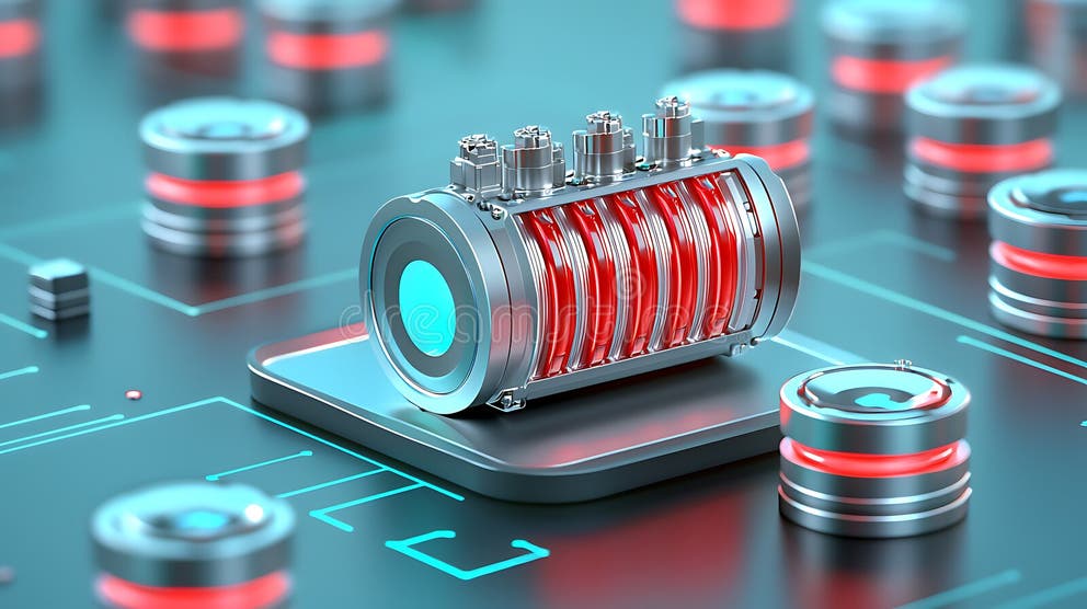 Futuristic Battery Design with Glowing Elements, Showcasing Advanced ...