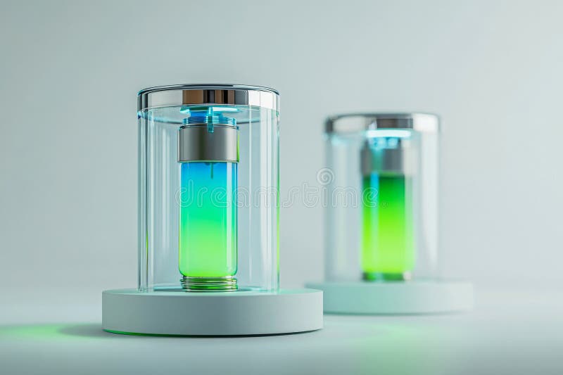 Futuristic Battery or Energy Cell with Glowing Liquid Stock ...