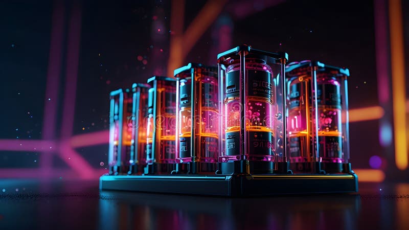 A Futuristic Battery Powered by Quantum Technology. Stock Illustration ...