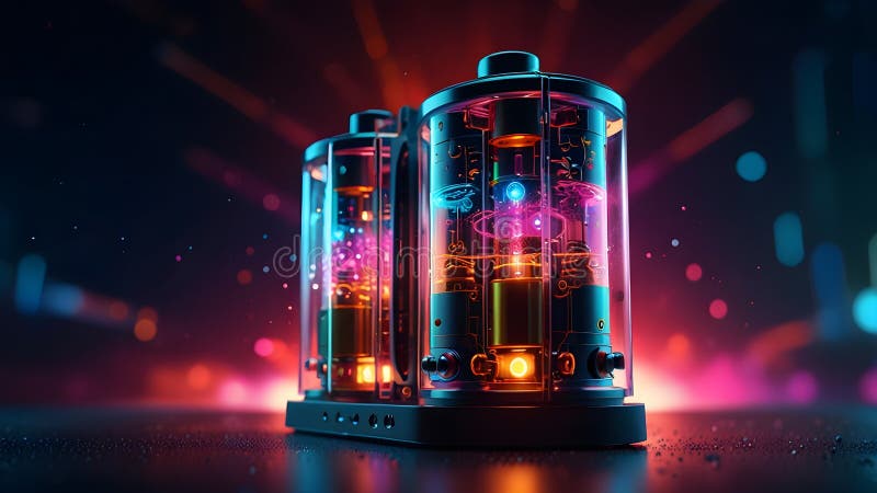 A Futuristic Battery Powered by Quantum Technology. Stock Illustration ...