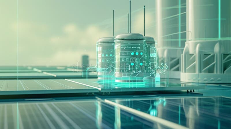 Futuristic Battery Storage Technology with Digital Interface Stock ...