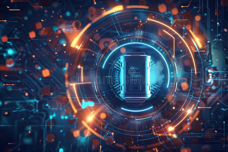 Futuristic Battery Technology Background with Glowing Circuitry Stock ...