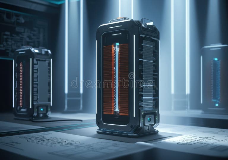 Futuristic Battery Technology Displayed in a High-tech Environment ...