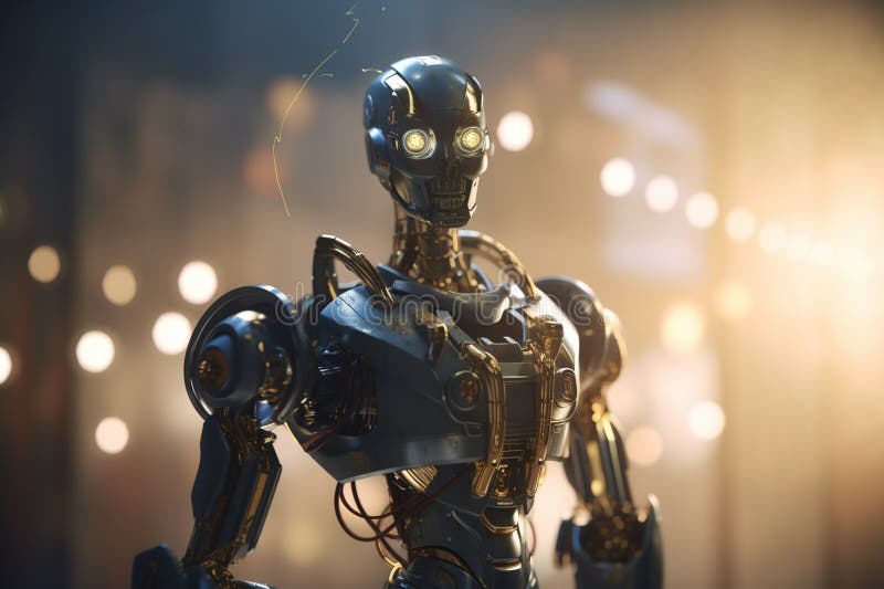 Stainless Steel Futuristic Battle Robot with Humanoid Body Stock ... Stainless Steel Futuristic Battle Robot with Humanoid Body Stock ...