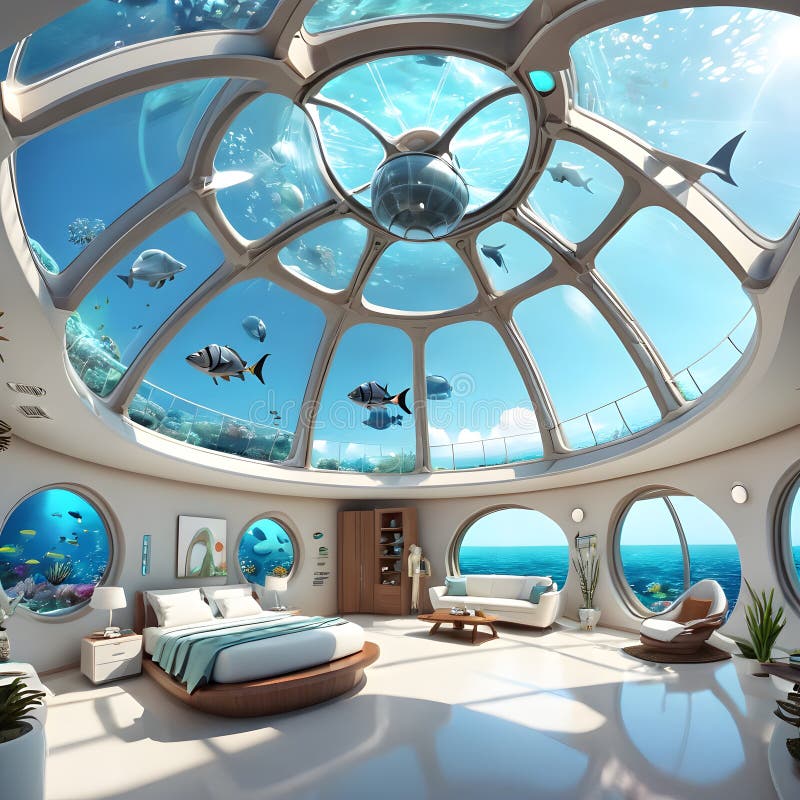 Futuristic Beachfront Residence Seaside Sanctuary Stock Illustration ...