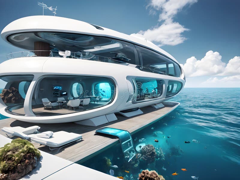 Futuristic Beachfront Residence Seaside Sanctuary Stock Illustration ...