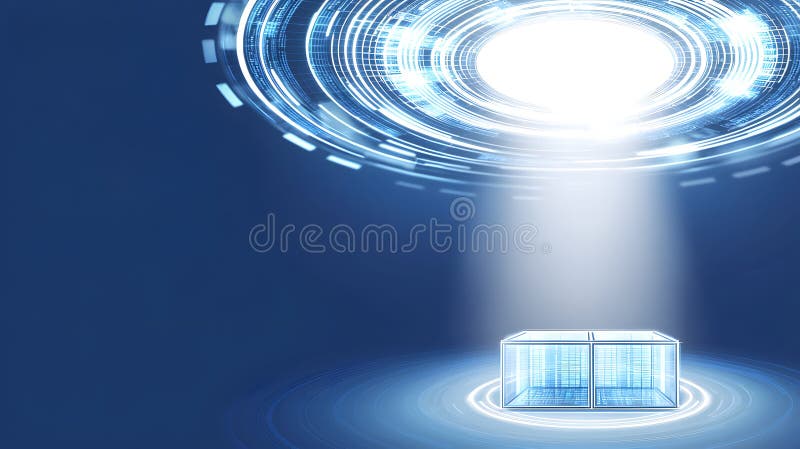 Futuristic Beam from a UFO Illuminating a Box Stock Illustration ...