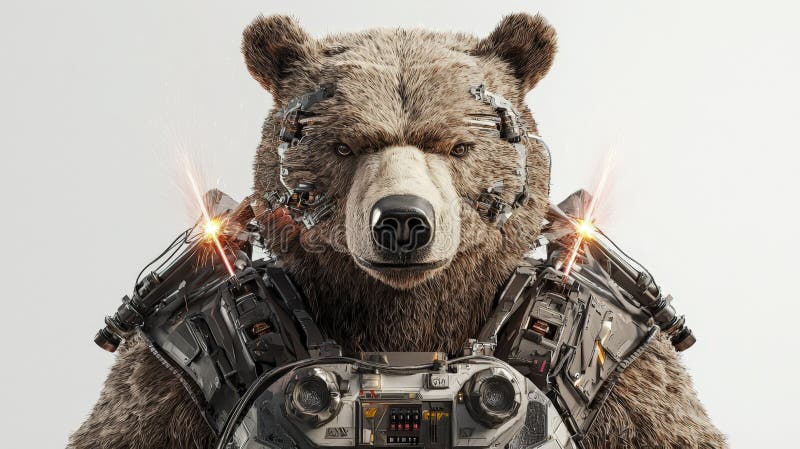 A Futuristic Bear Equipped with Advanced Technology, Embodying Strength ...