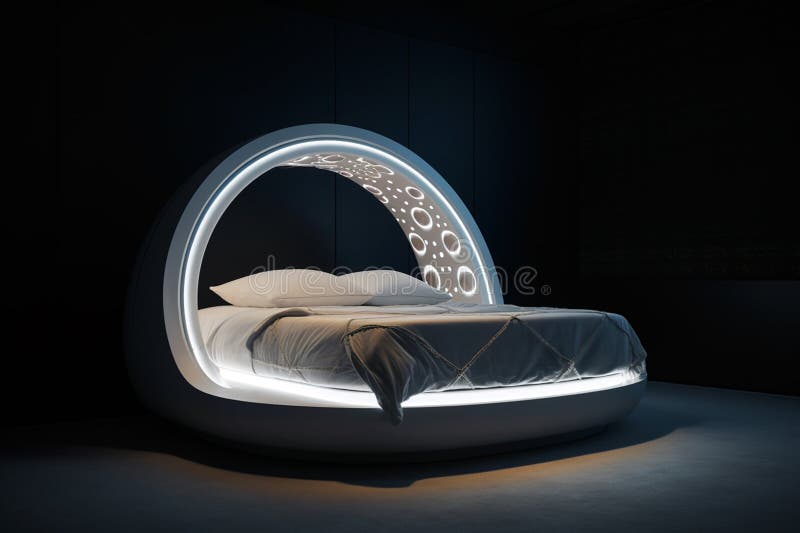 Futuristic Bed Home Design 3D Render, AI Generated Image. Future ...