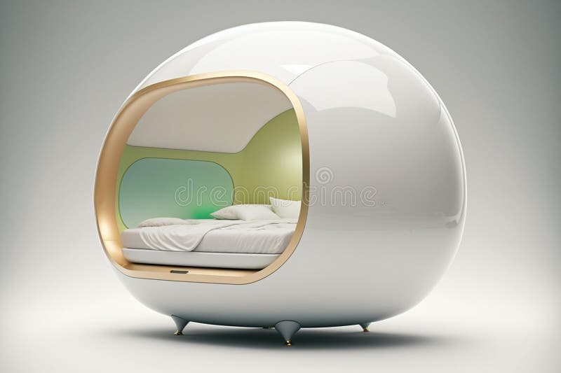 Futuristic Bed Home Design 3D Render, AI Generated Image. Future ...