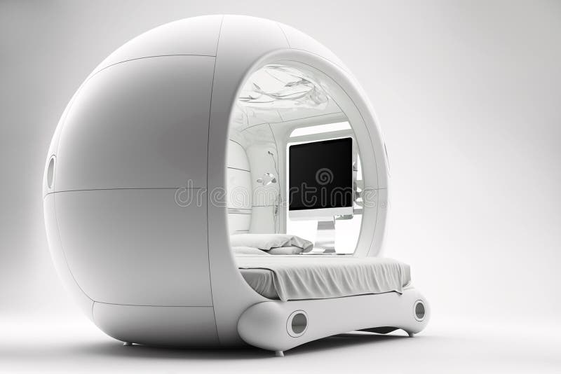 Futuristic Bed Home Design 3D Render, AI Generated Image. Future ...