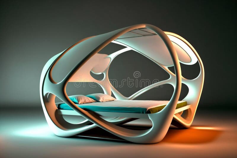 Futuristic Bed Home Design 3d Render Ai Generated Image Future