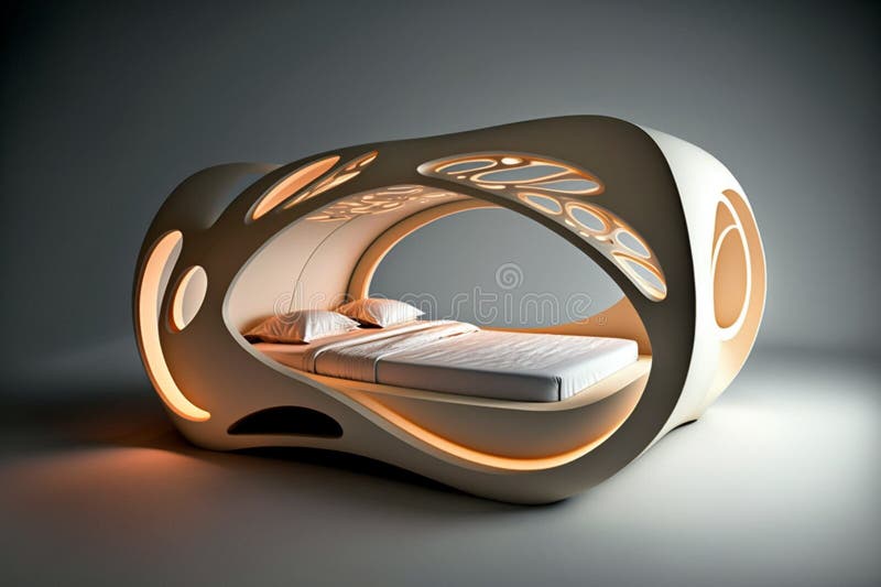 Futuristic Bed Home Design 3D Render, AI Generated Image. Future ...