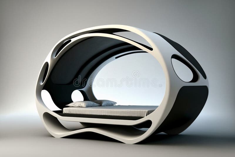 Futuristic Bed Home Design 3D Render, AI Generated Image. Future ...