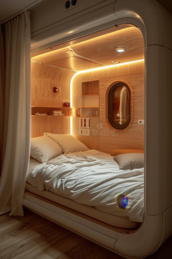 A Futuristic Bedroom in Bright Colors. 3d Illustration Stock ...