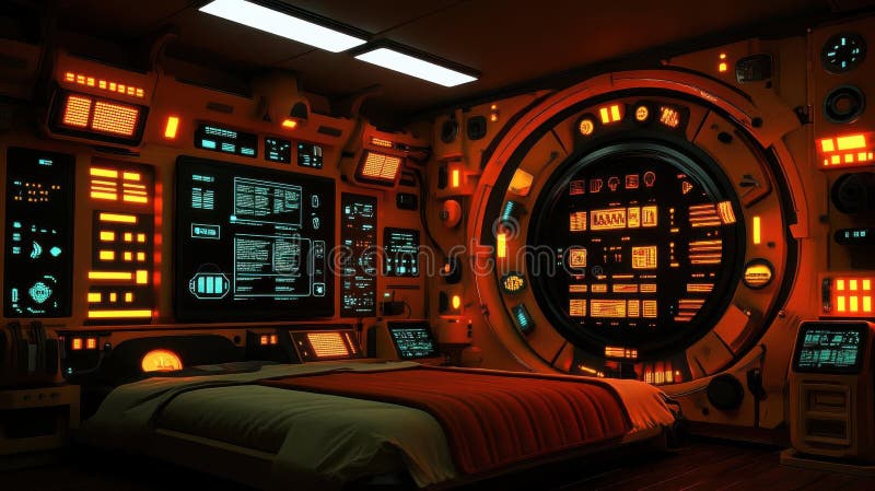 Futuristic Bedroom, Sci-Fi Interior Design Stock Photo - Image of spaceship, interface: 367000438