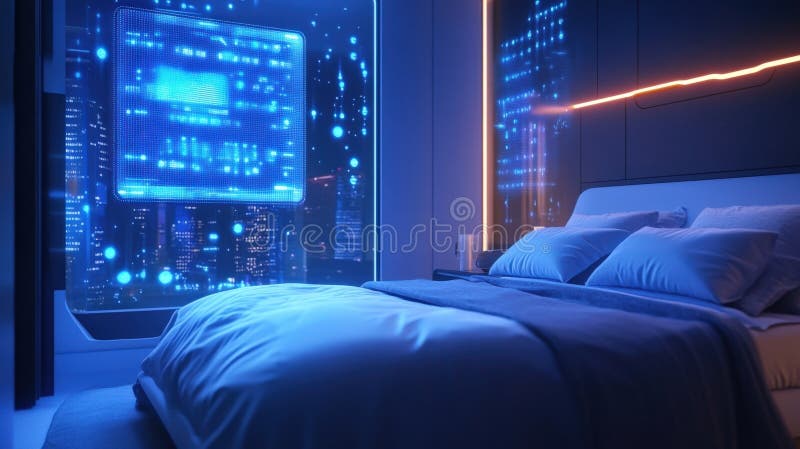 Smart Home Device Control Night City Skyline Stock Photos - Free ...