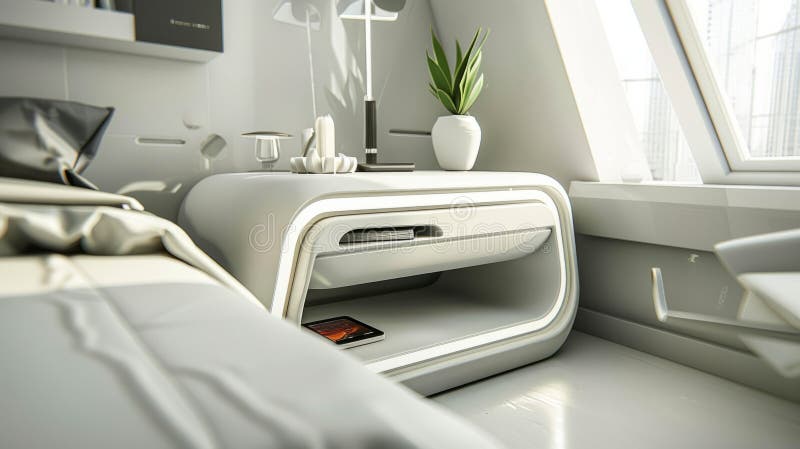 Futuristic Bedside Table Design Stock Illustration - Illustration of ...