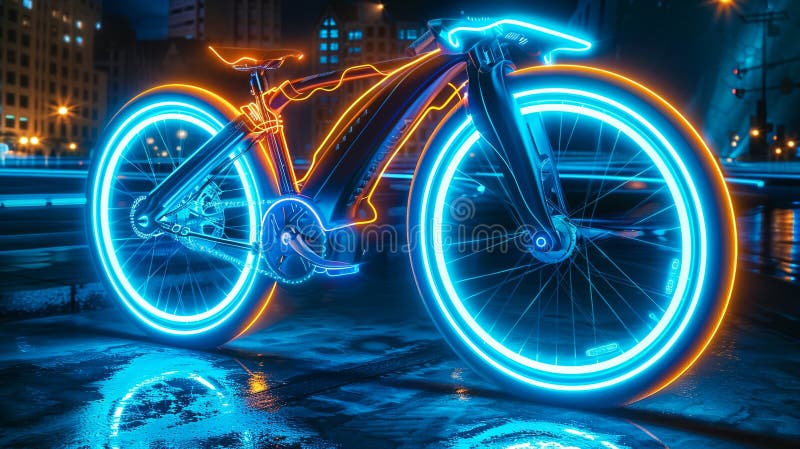A Futuristic Bicycle Design with Glowing Neon Lights, Symbolizing ...