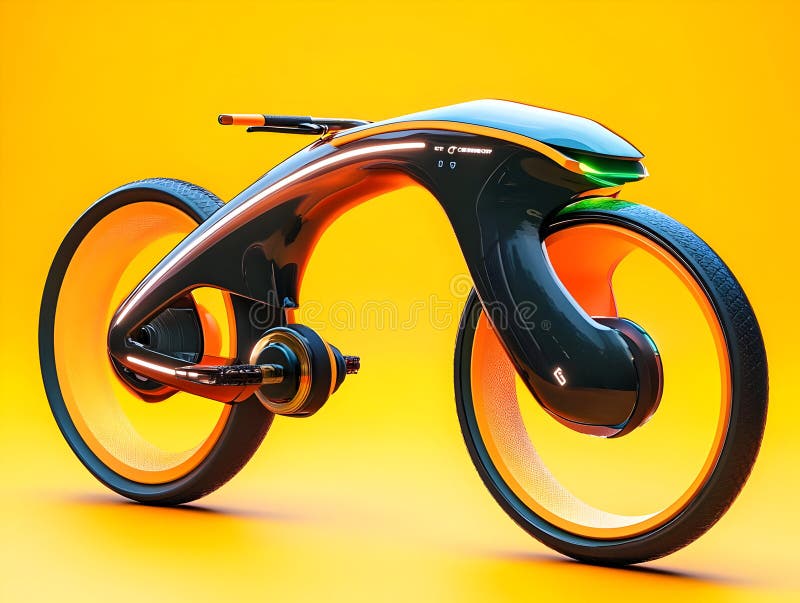 Futuristic Bicycle Design with Sleek Lines and Illuminated Wheels Stock ...