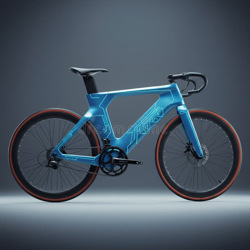 Futuristic Bicycle with a Streamlined, Aerodynamic Design. the Frame is ...