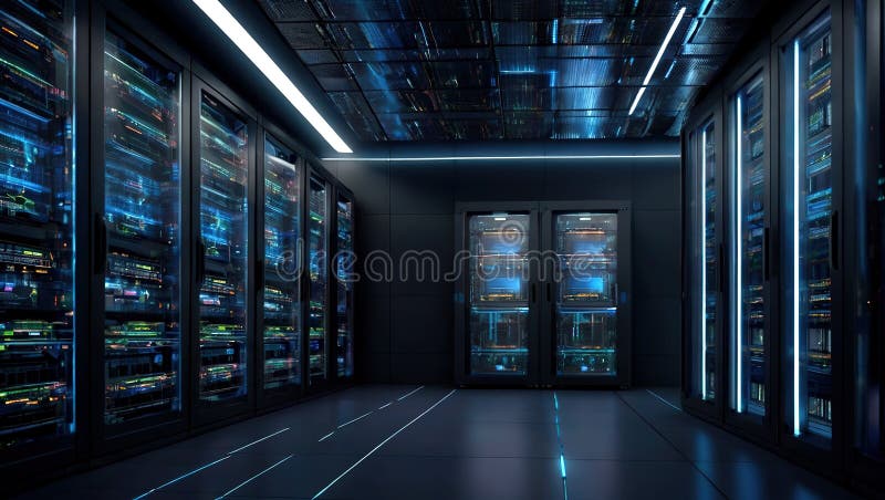 Futuristic Big Data Server Room a Conceptual Visualization of Interconnected Systems HighTech ...