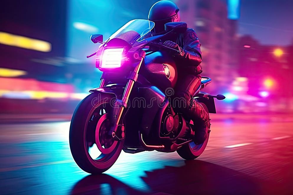 Futuristic Biker Retrowave Sunset Glitch Highspeed Effect Concept Art ...