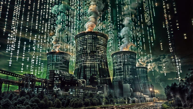 Futuristic Binary Cityscape - Data Stream Skyscrapers Artwork ...