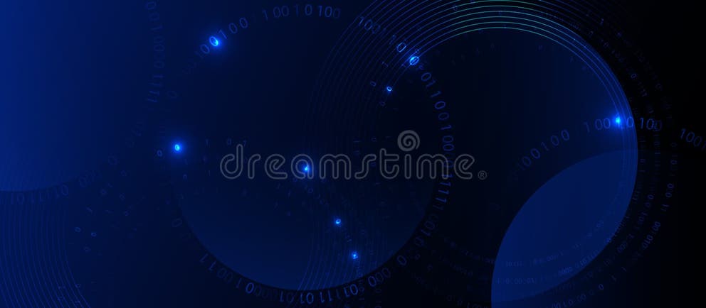 Futuristic Binary Code Abstract Background with Glowing Blue Tech Elements Stock Illustration ...