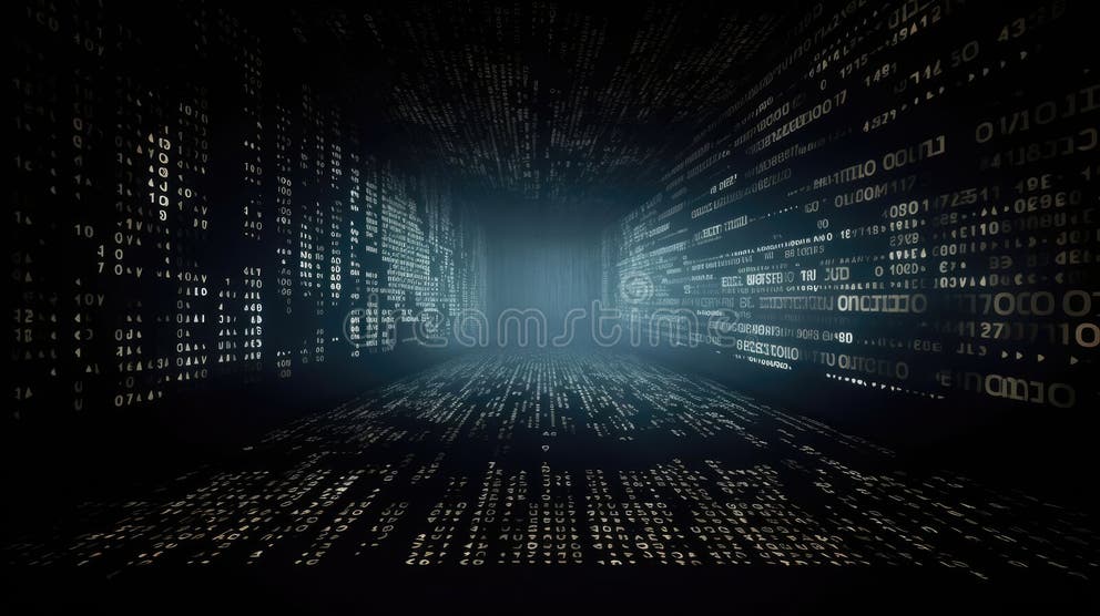 Futuristic Binary Code Abstract, a Tech Symphony in the Digital Realm Stock Illustration ...