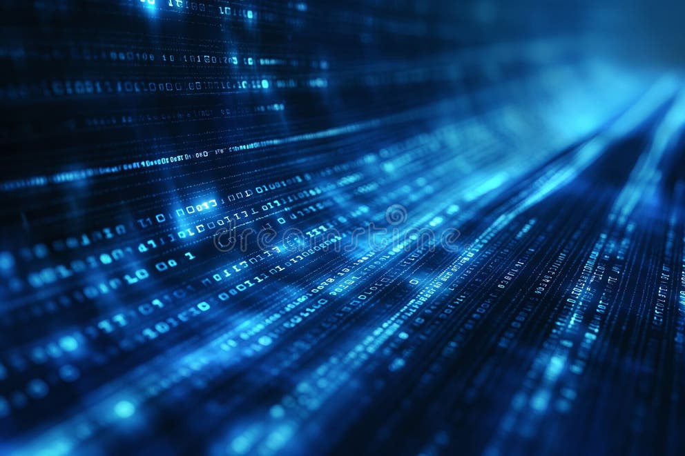 Futuristic Binary Code Background for Tech Concepts and Data Visualization Stock Illustration ...