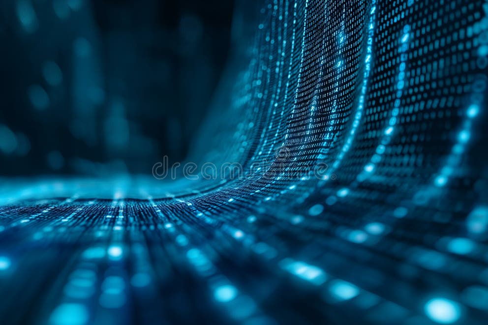 Futuristic Binary Code Background for Tech Concepts and Data Visualization Stock Illustration ...