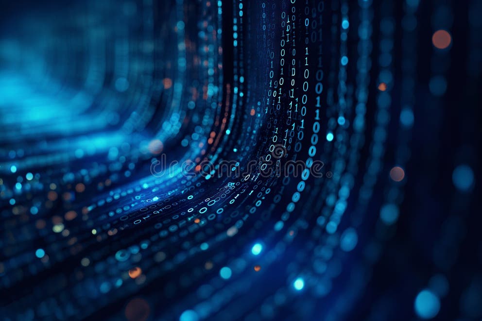 Futuristic Binary Code Background for Tech Concepts and Data Visualization Stock Illustration ...