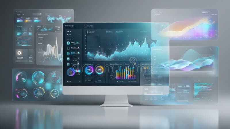 Futuristic Binary Code and Particles on Dark Background Stock Photo ...