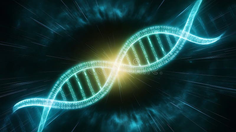 Futuristic Binary DNA Strand - Cybernetic Biotechnology Concept Stock ...