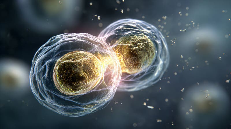 The Beautiful Process of Cellular Reproduction Depicted with Glowing ...