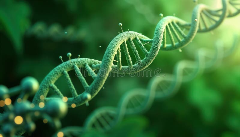 Futuristic Bio Tech Illustration Shows DNA Molecule in Dynamic Action ...